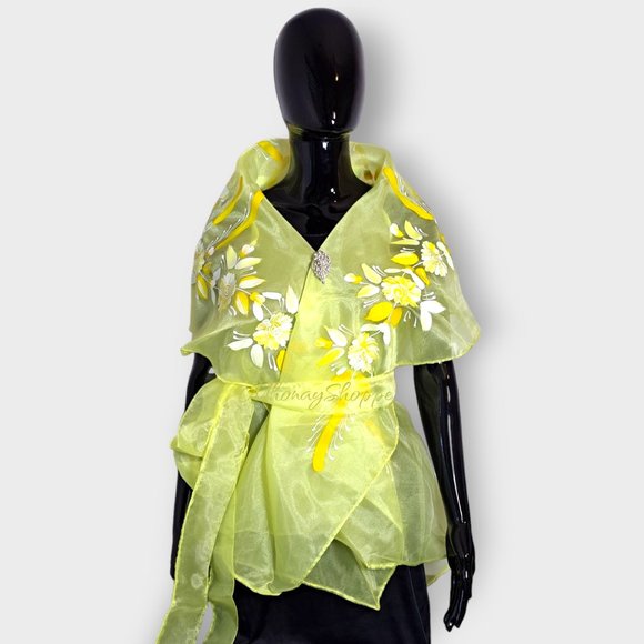 Handmade | Accessories | Yellowmodern Filipiniana Handpainted Wrap ...